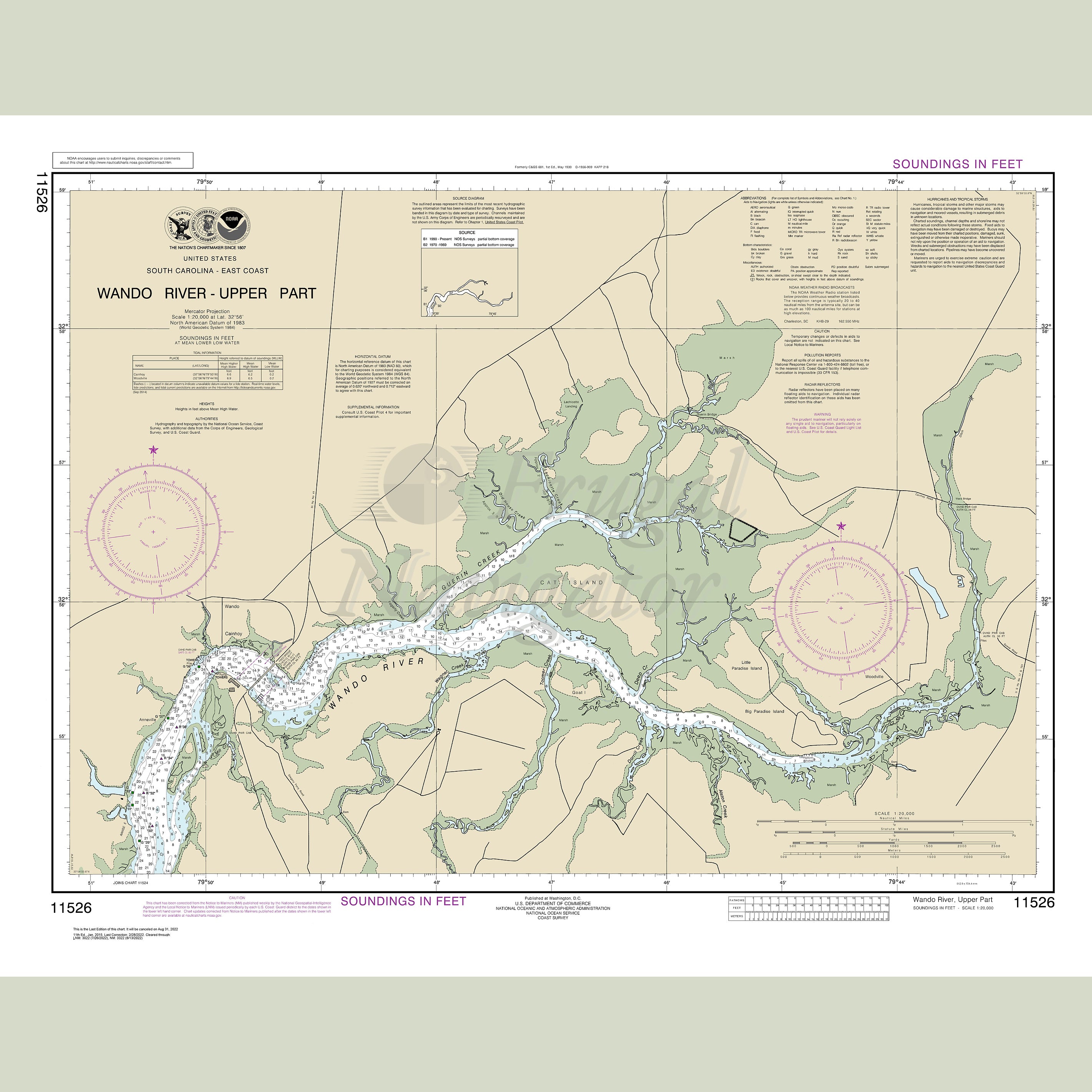 Archival NOAA Chart Wando – River Upper Part – Frugal Navigator